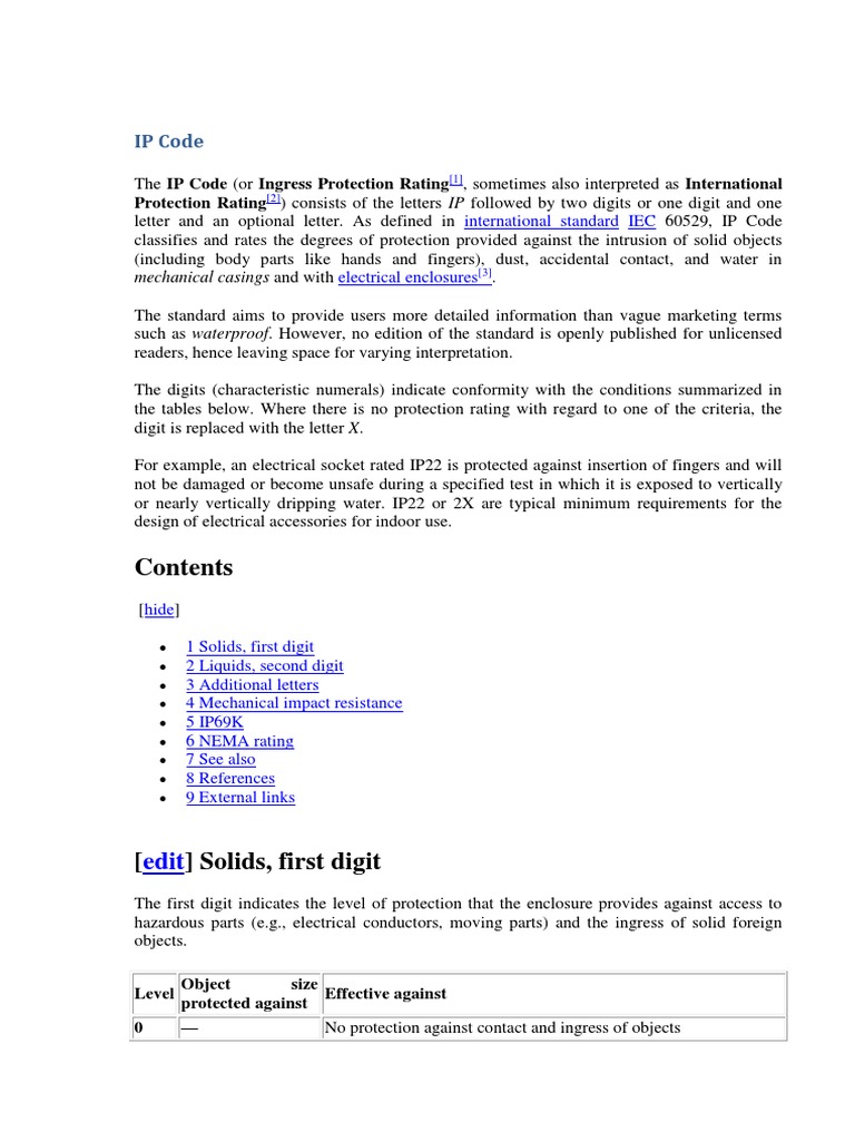 IP Code & IS | PDF | Electrical Engineering | Physical Quantities