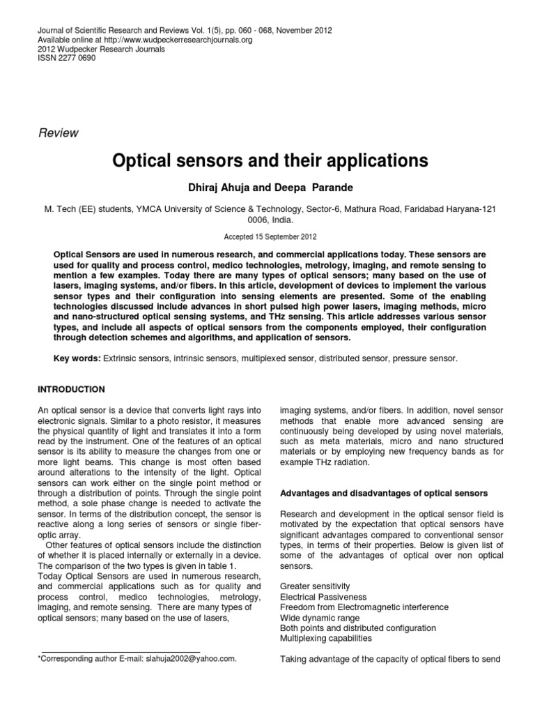 Optical Sensors | PDF | Optical Fiber | Optics
