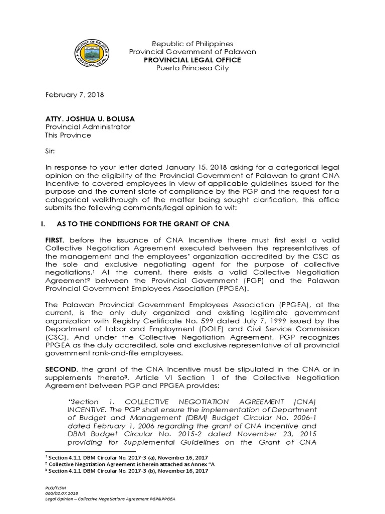 Collective Negotiation Agreement Final Legal Opinion | PDF | Employment ...