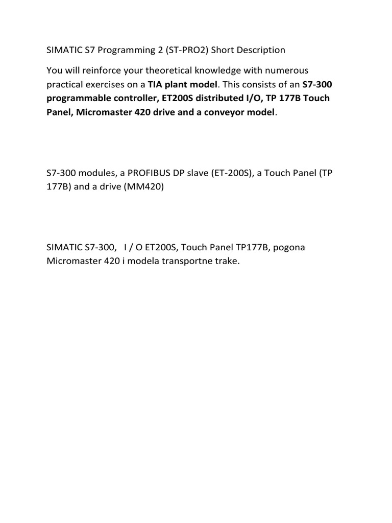Programmable Controller, ET200S Distributed I/O, TP 177B Touch Panel ...