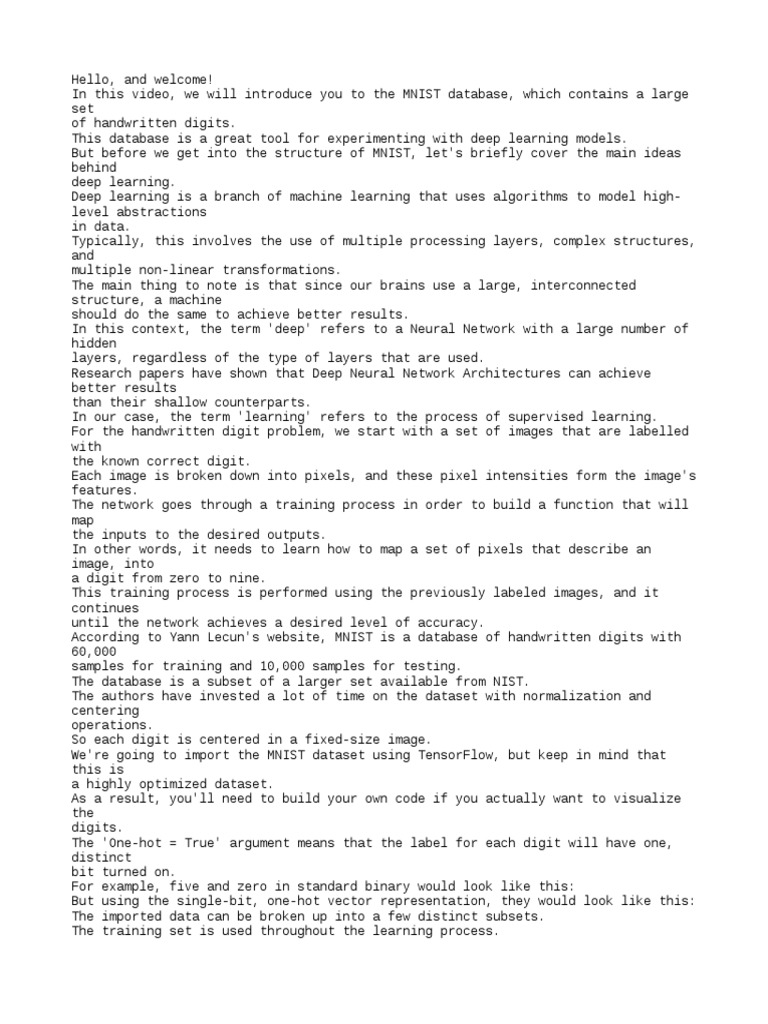 Ml0120en m2v4 The Mnist Database | PDF | Deep Learning | Artificial ...