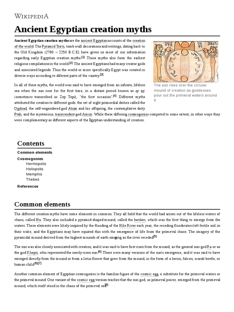 Ancient Egyptian Creation Myths | PDF | Ancient Egyptian Religion | Middle Eastern Mythology