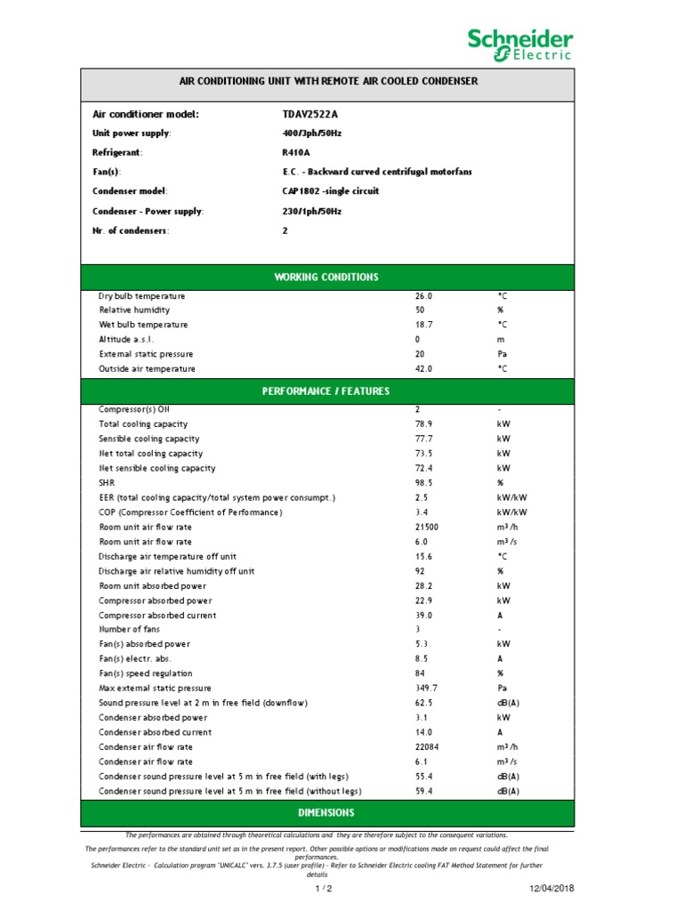 TDAV2522A 2xCAP1802 | PDF | Air Conditioning | Continuum Mechanics