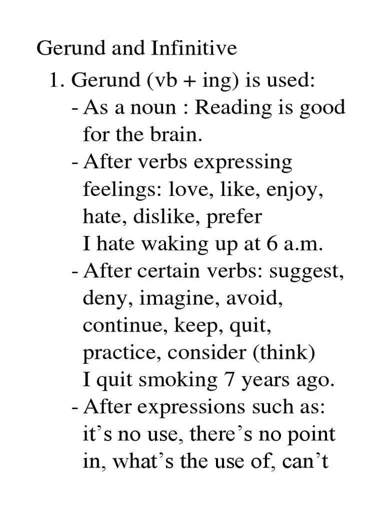 Gerunds & Infinitives Guide | PDF | Verb | Preposition And Postposition