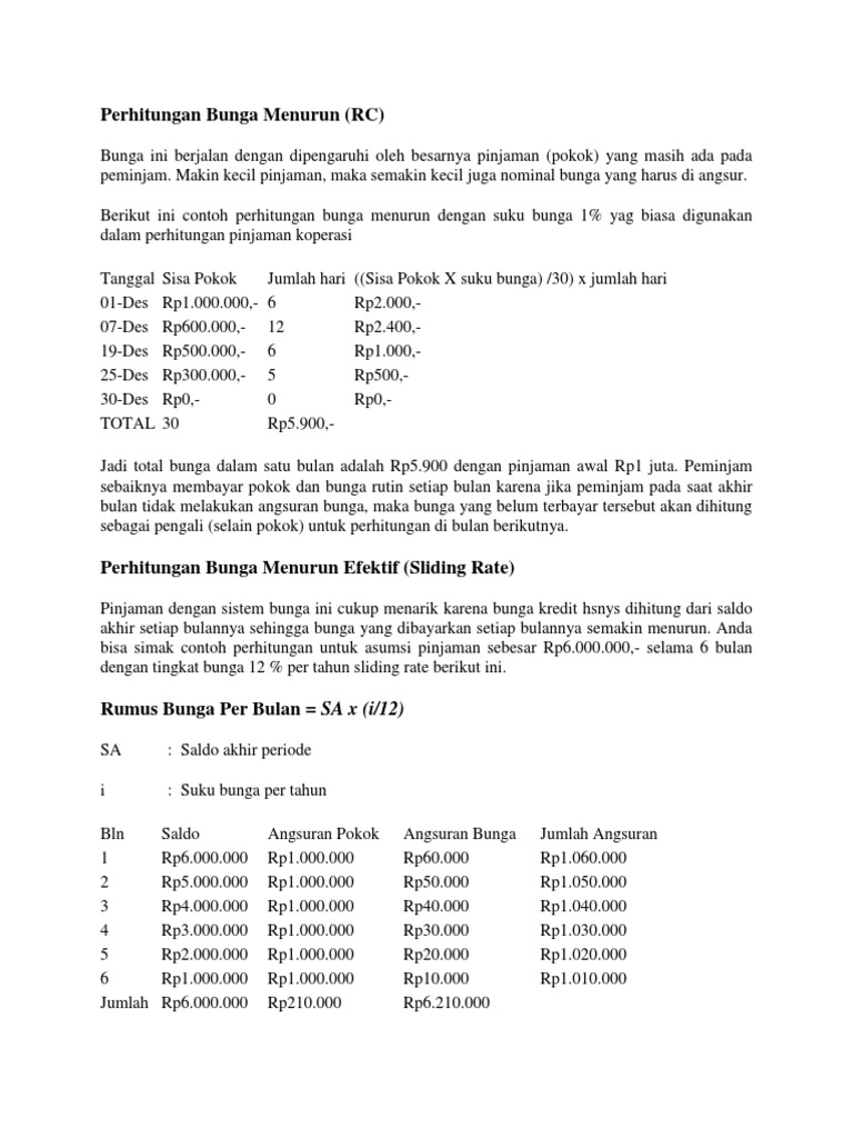 Perhitungan Bunga Menurun | PDF