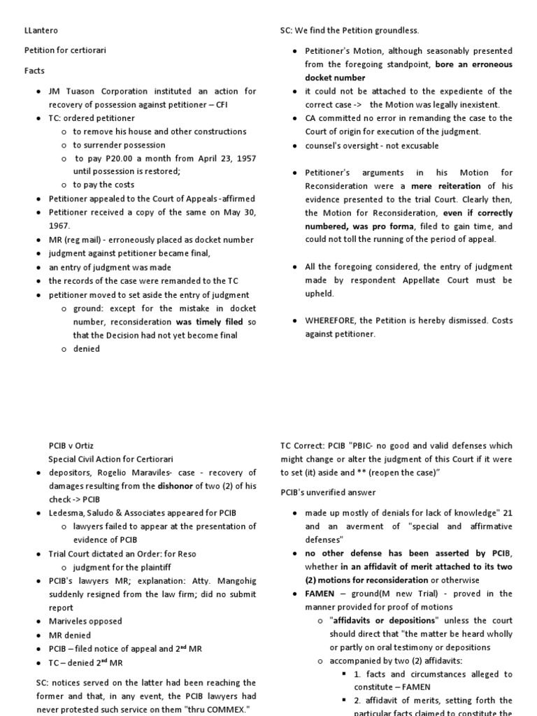 Docket Number | PDF | Lawsuit | Certiorari