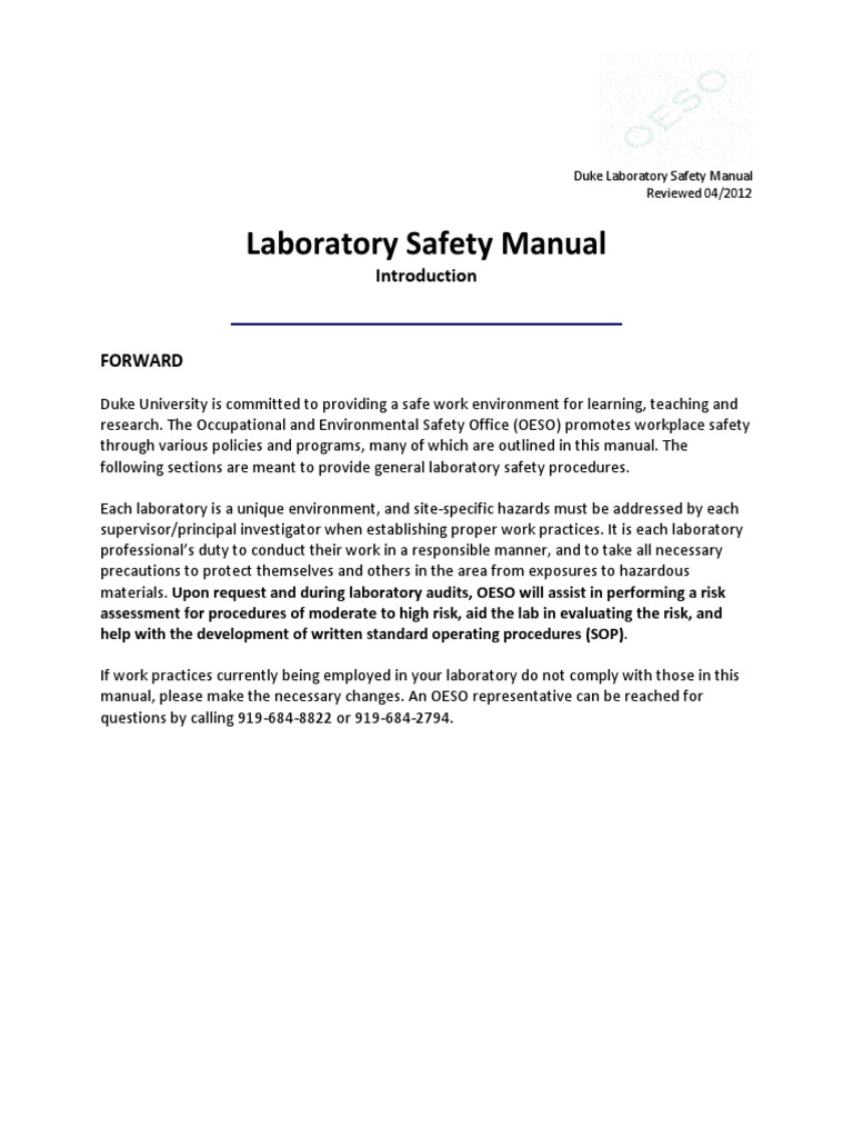 Complete Lab Safety Manual | PDF | Personal Protective Equipment ...