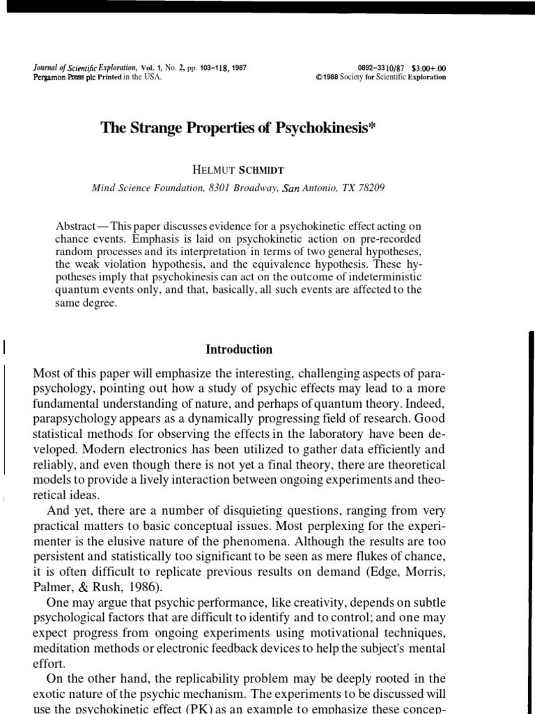 The Strange Properties of Psychokinesis | PDF | Parapsychology | Experiment