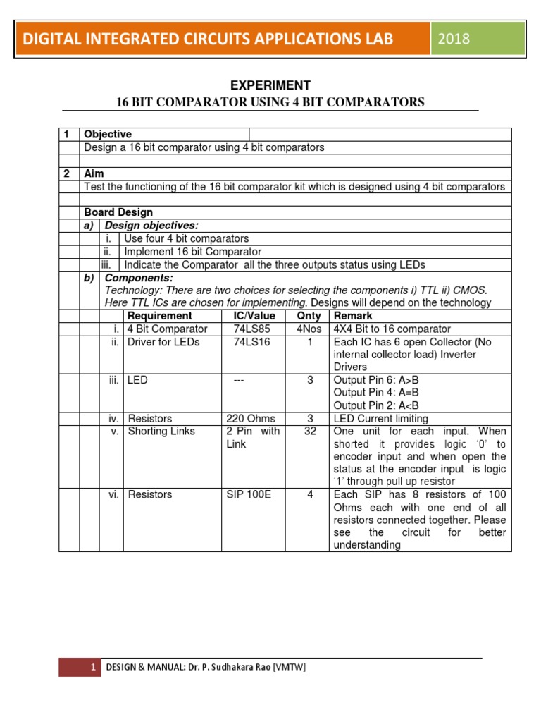 16 Bit Comparator Using 4 Bit Comparators | PDF | Bit | Electronic Circuits