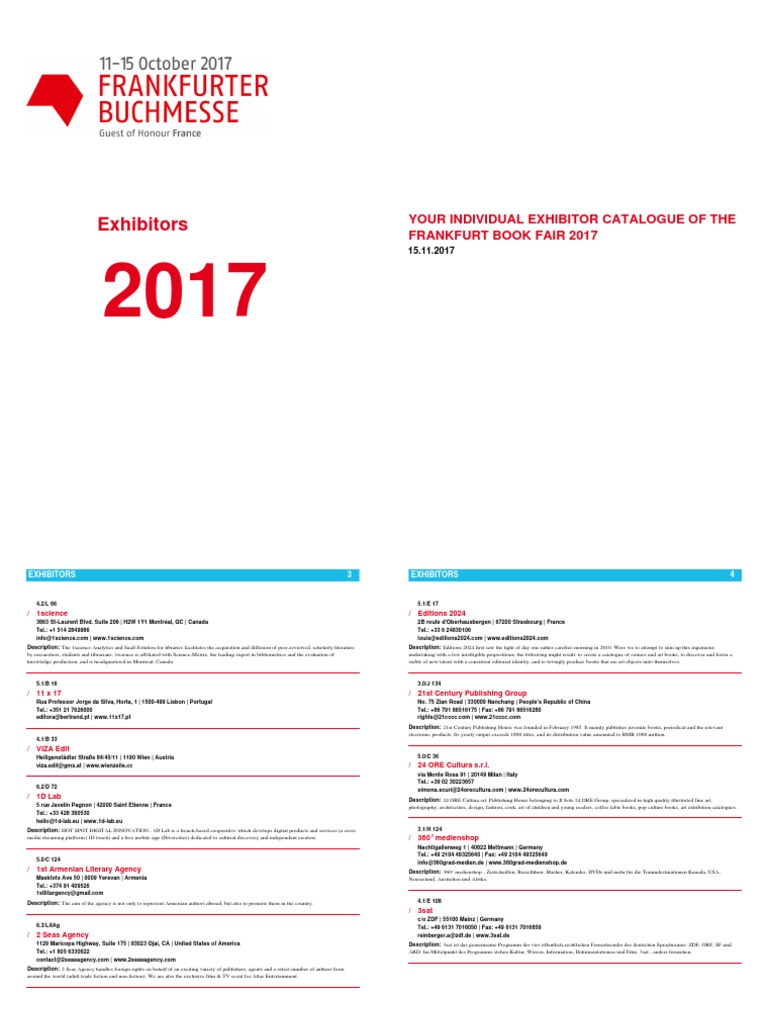 Exhibitors List - Frankfurt | PDF | Books