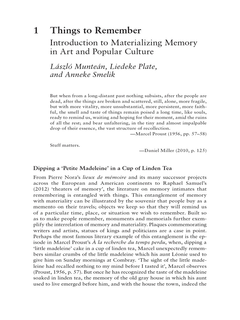 Materializing Memory in Art and Popular Culture | Download Free PDF ...