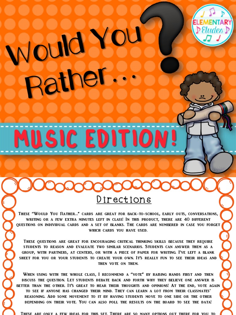 Would You Rather Music Edition | PDF | Orchestras | Musical Compositions