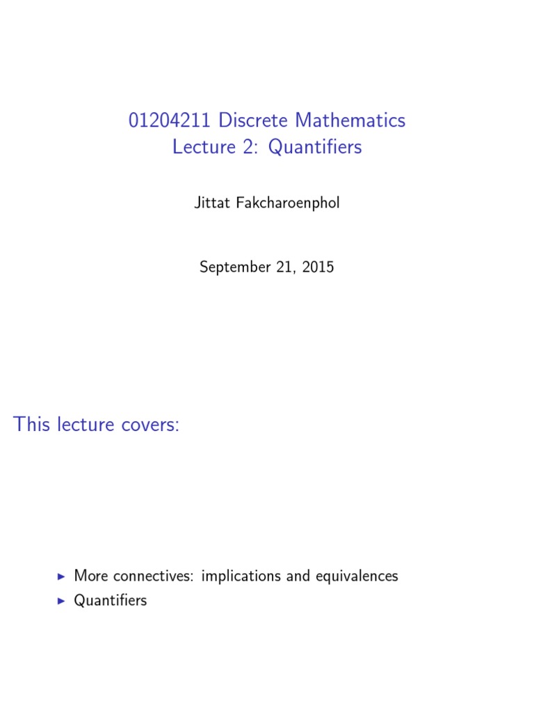 02 Intro Quantifiers - Handout | PDF | Proposition | Logic