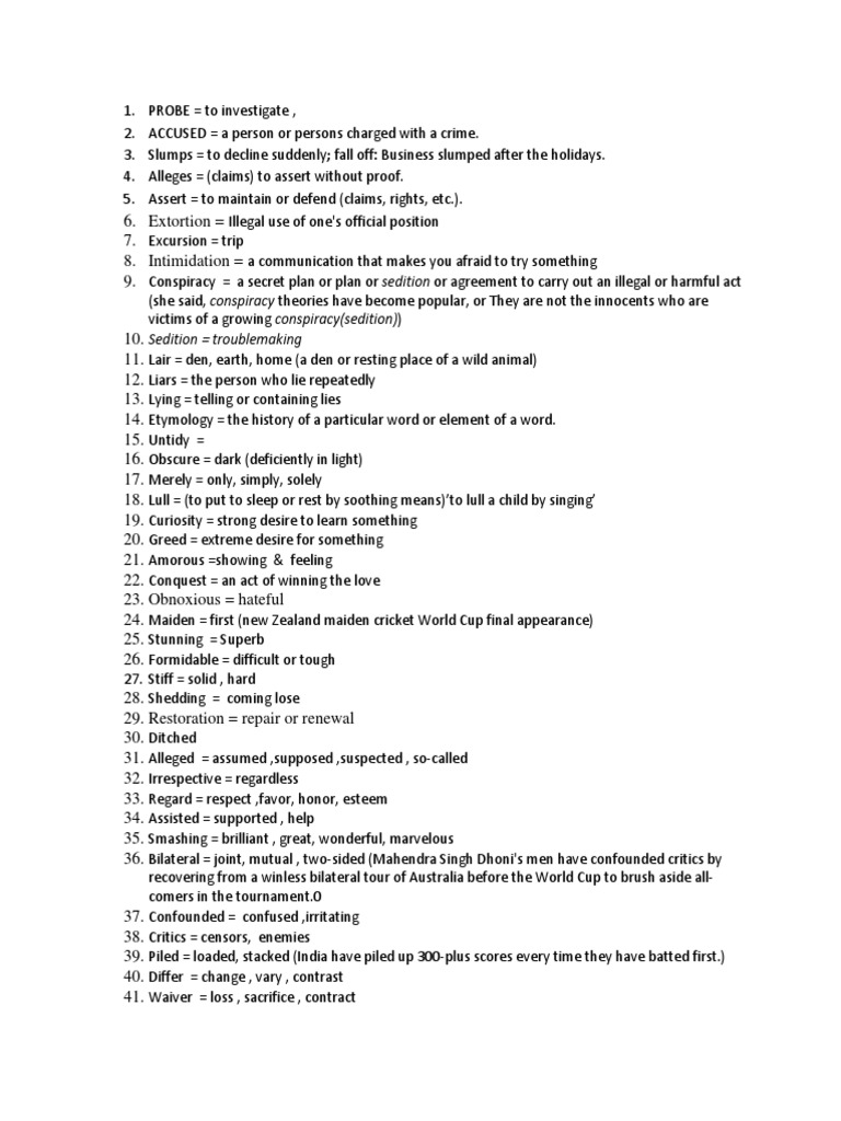 Extortion 7. 8. Intimidation 9.: Sedition Troublemaking | PDF | Crime ...