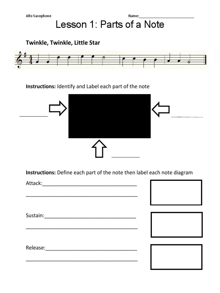 Lesson 1: Parts of A Note: Twinkle, Twinkle, Little Star | PDF ...