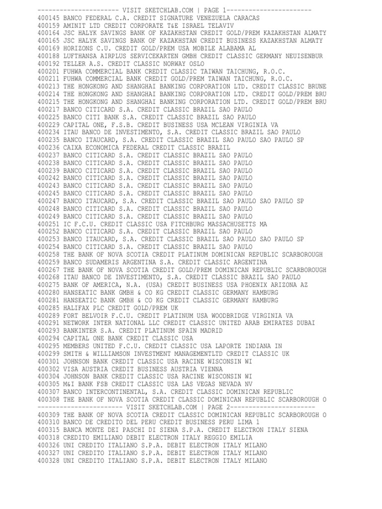 Bin List | PDF | Citibank | Credit Card