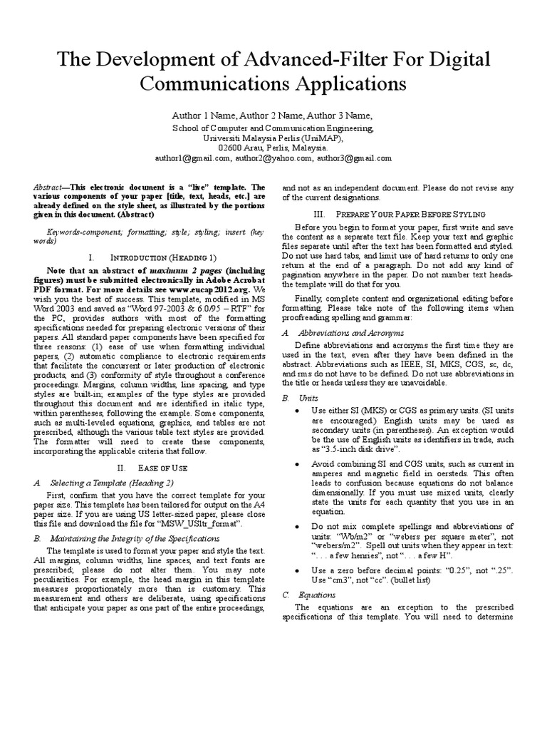 Mini Project IEEE Template | PDF | Citation | Bracket