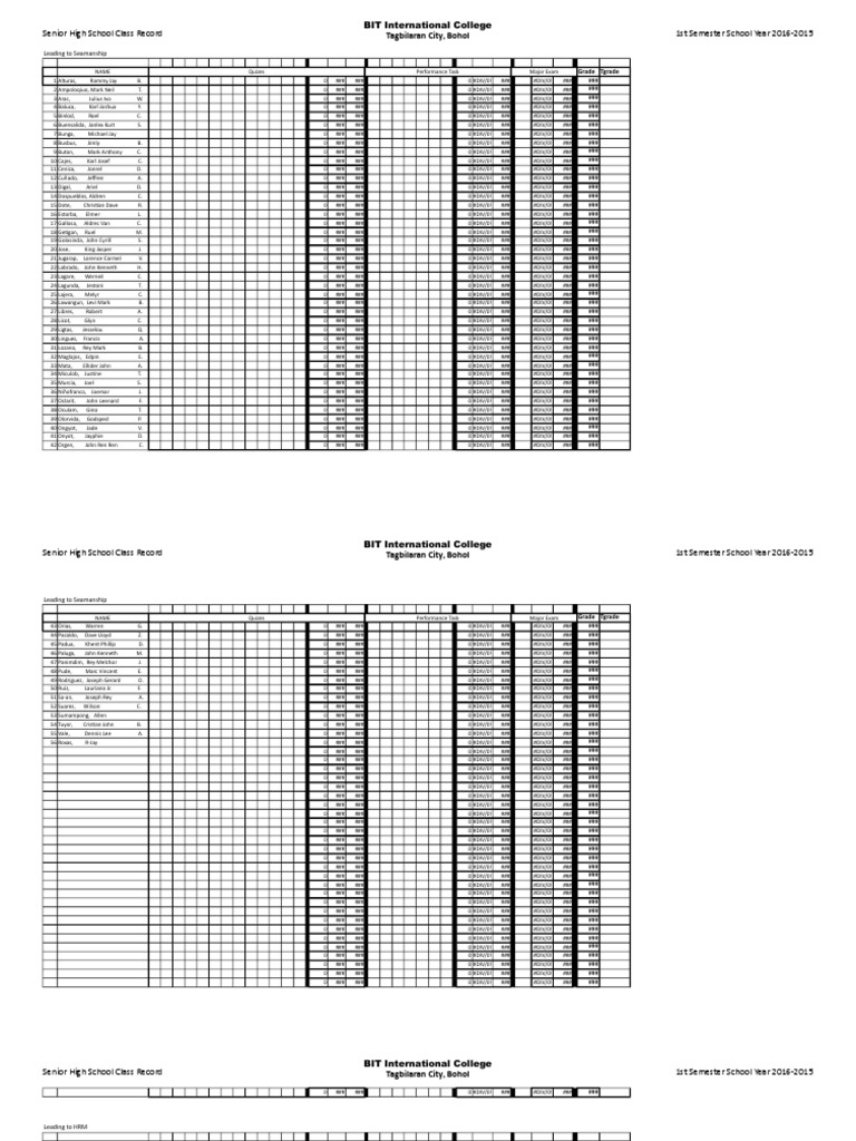 BIT Sr. High Class Record | PDF