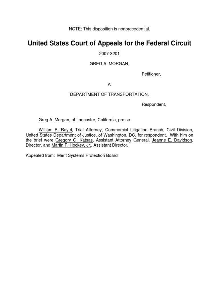 Morgan v. Transportation (2007-3201) | PDF | Burden Of Proof (Law ...