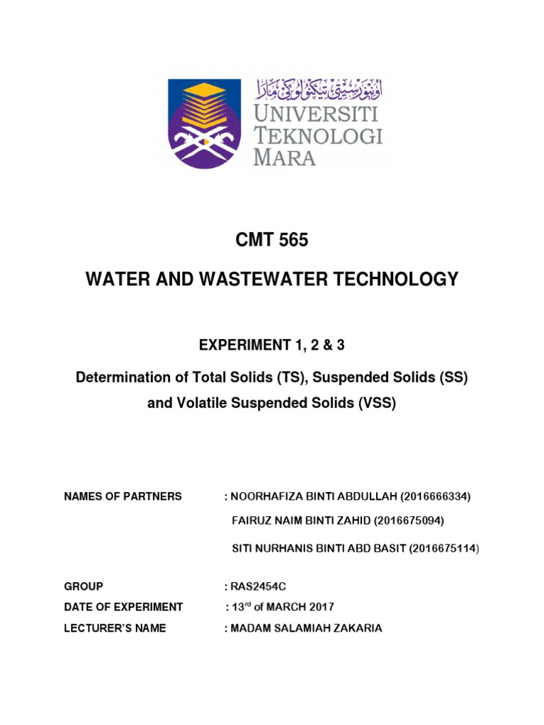Lab Report Exp 1,2,3 (Water) | PDF | Sewage Treatment | Filtration
