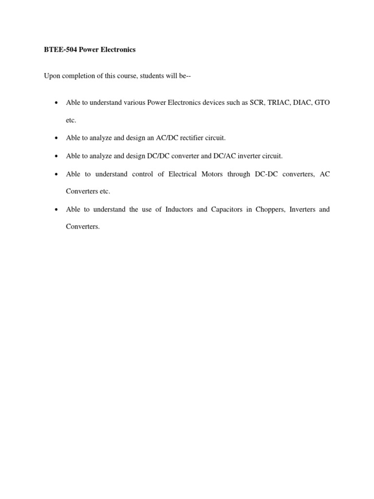 Power Electronics Course Pdf Science Mathematics Computers