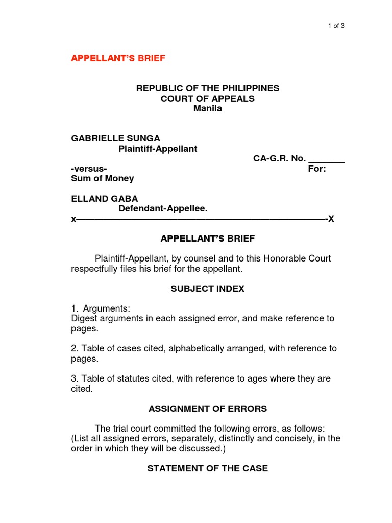 Appellant's Brief | PDF | Brief (Law) | Appeal