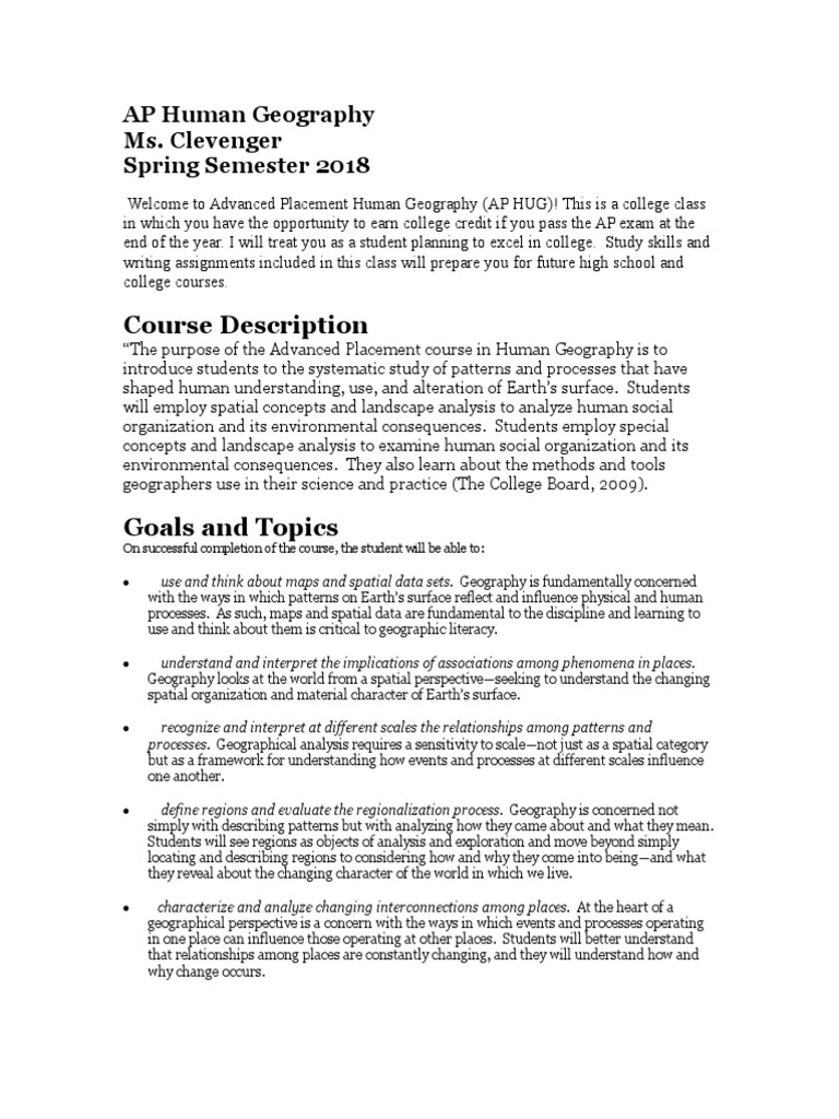 Ap Human Geography Syllabus 2014 | PDF | Geography | City