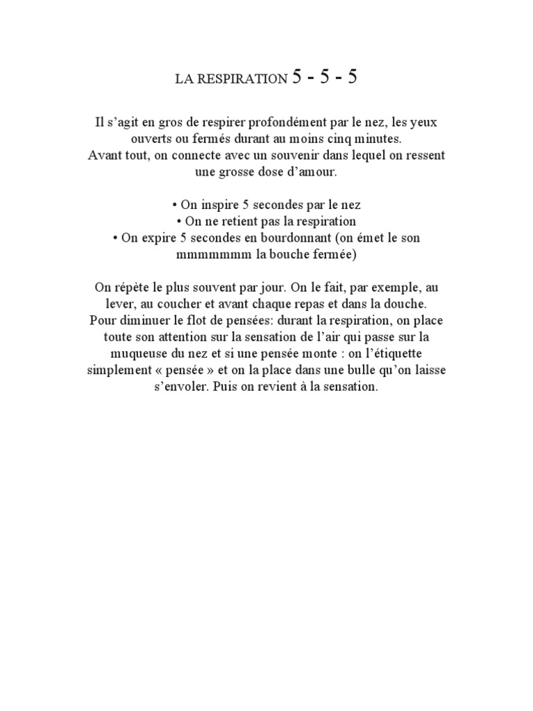 Techniques de Respiration 5-5-5 | PDF