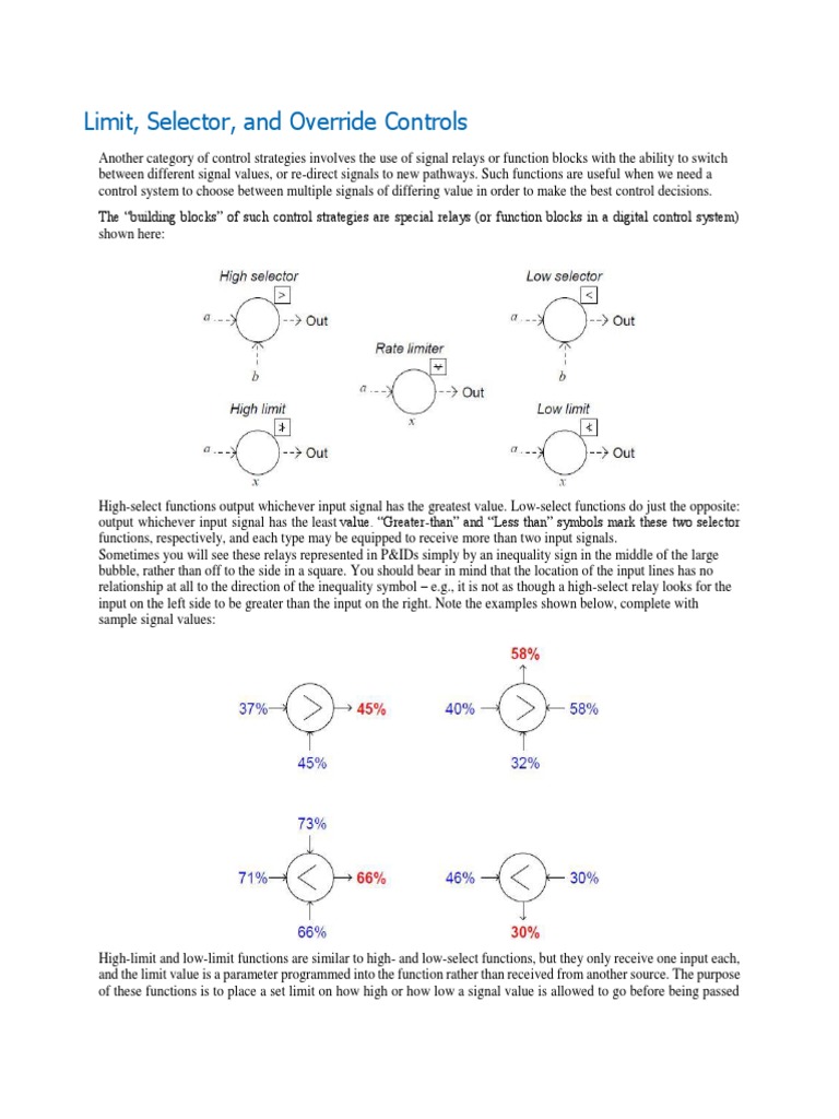 Limit, Selector, and Override Controls | PDF | Control Theory ...