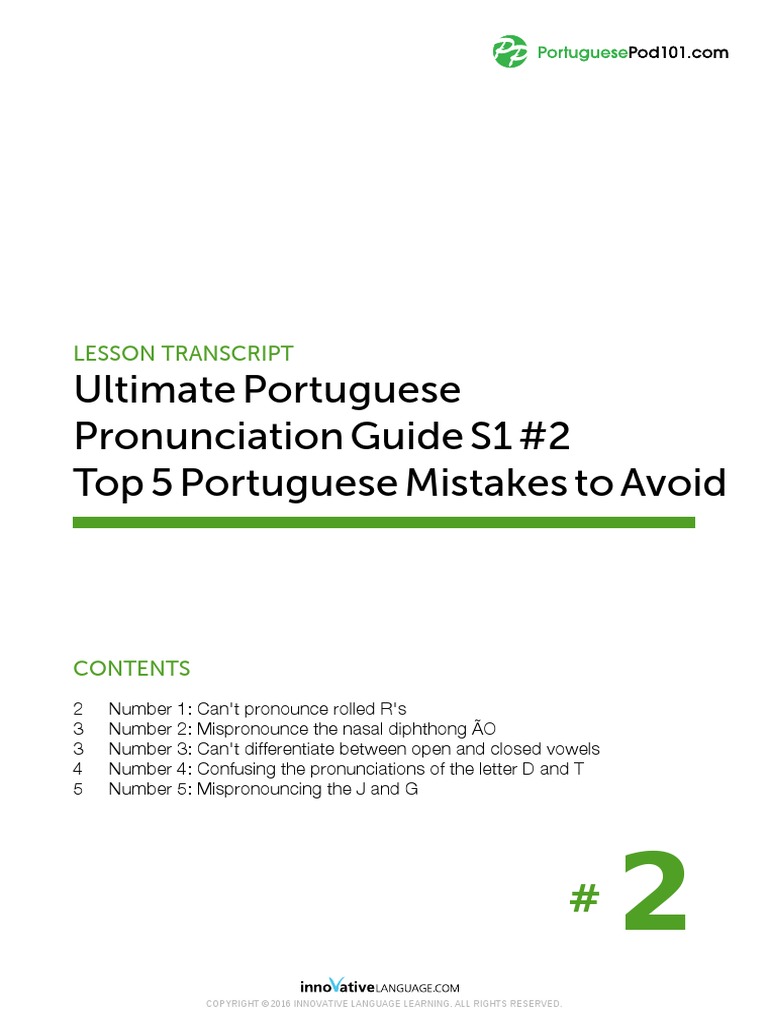 Ultimate Portuguese Pronunciation Guide S1 #2 Top 5 Portuguese Mistakes ...