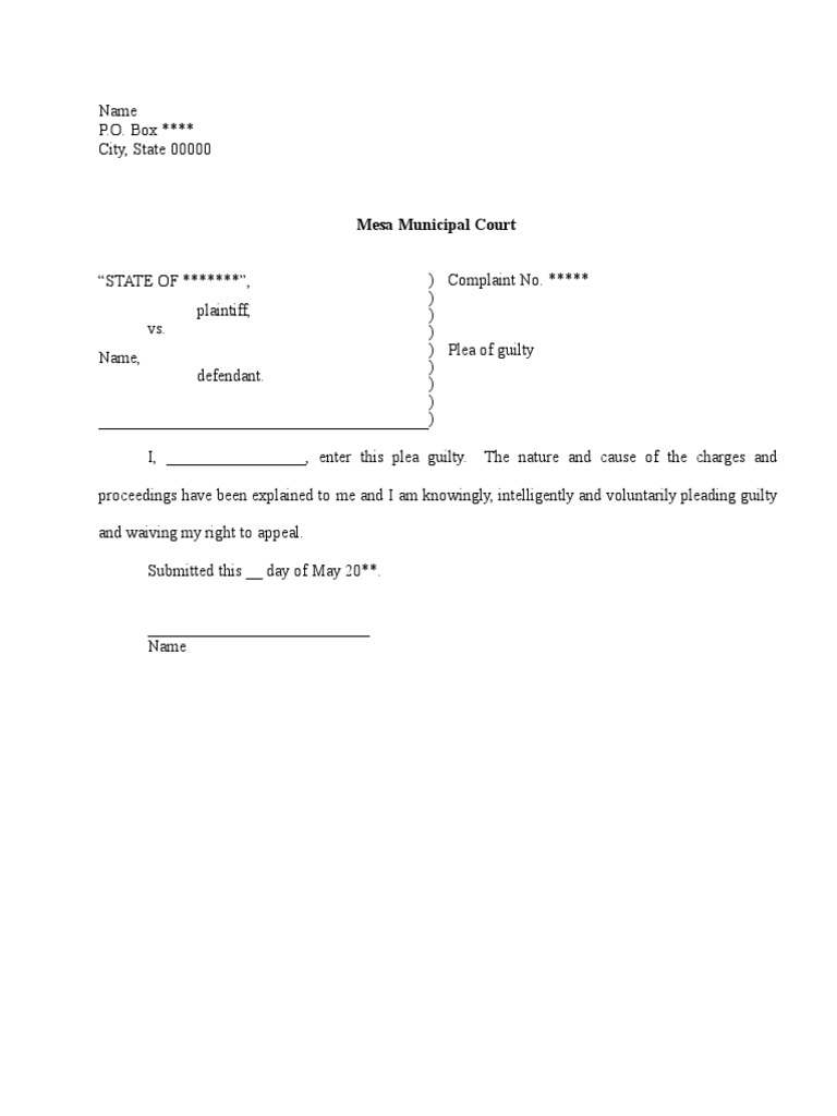 Plea Of Guilty Pdf