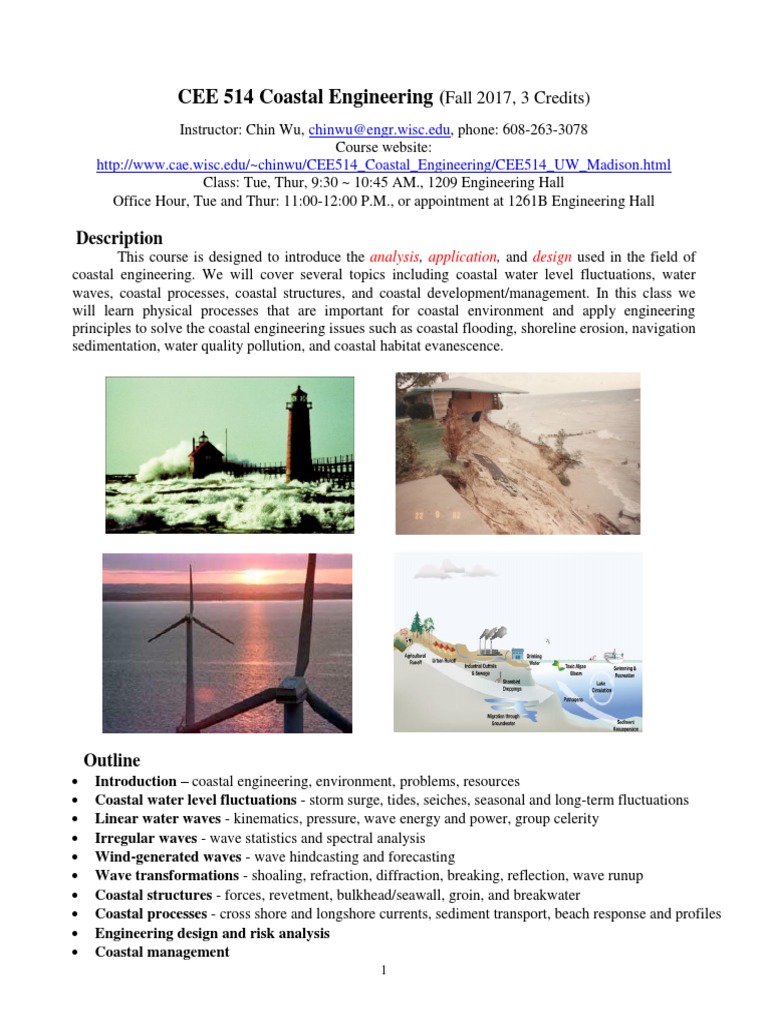 CEE 514 Coastal Engineering: (Fall 2017, 3 Credits) | PDF | Bodies Of ...