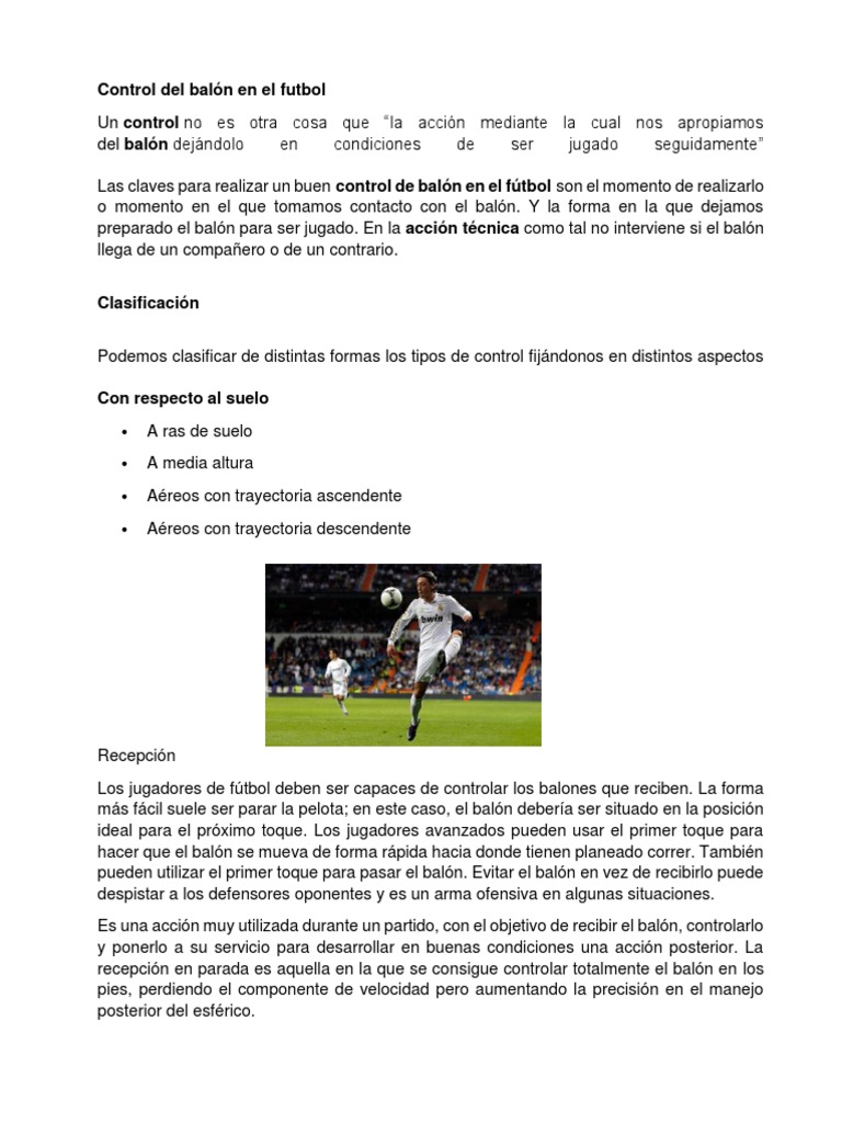 Tipos de control del balón en fútbol | PDF | Asociación de Futbol ...