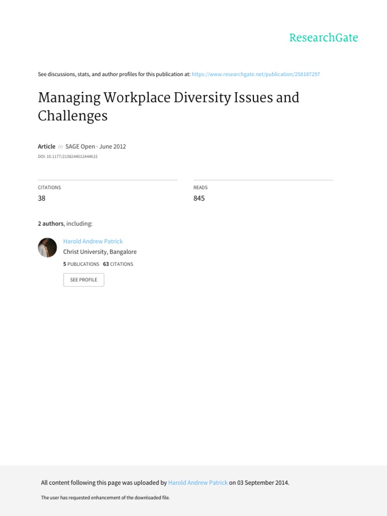 Managing Workplace Diversity Issues and Challenges | PDF | Diversity ...