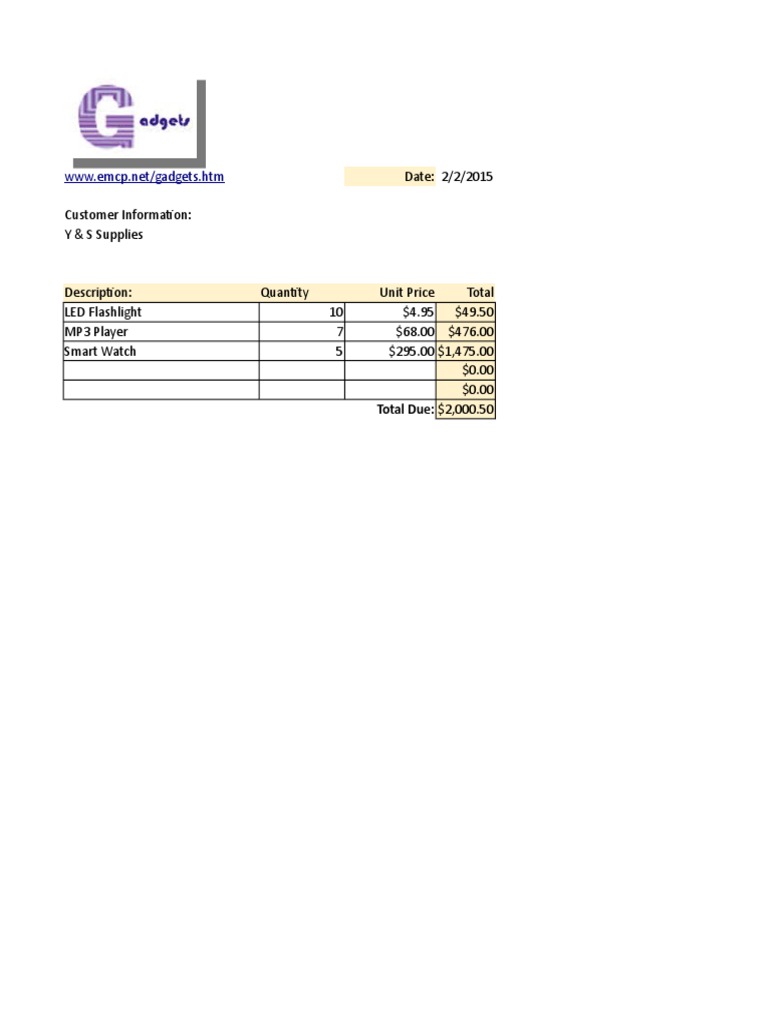 Gadgets Invoice | PDF