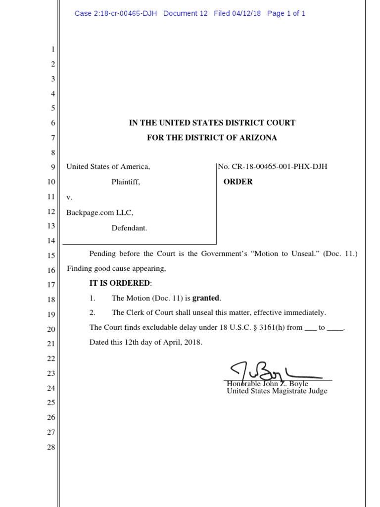 MOtion To Unseal Granted | PDF