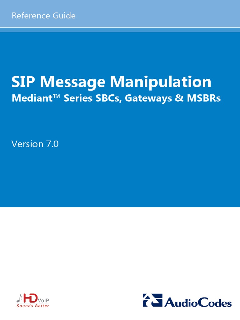 LTRT-28647 SIP Message Manipulation Reference Guide Ver. 7.0 | PDF ...