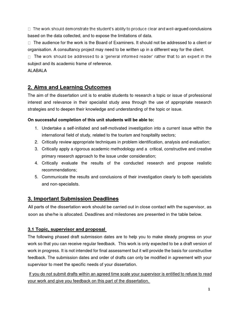 Aims and Learning Outcomes: On Successful Completion of This Unit ...