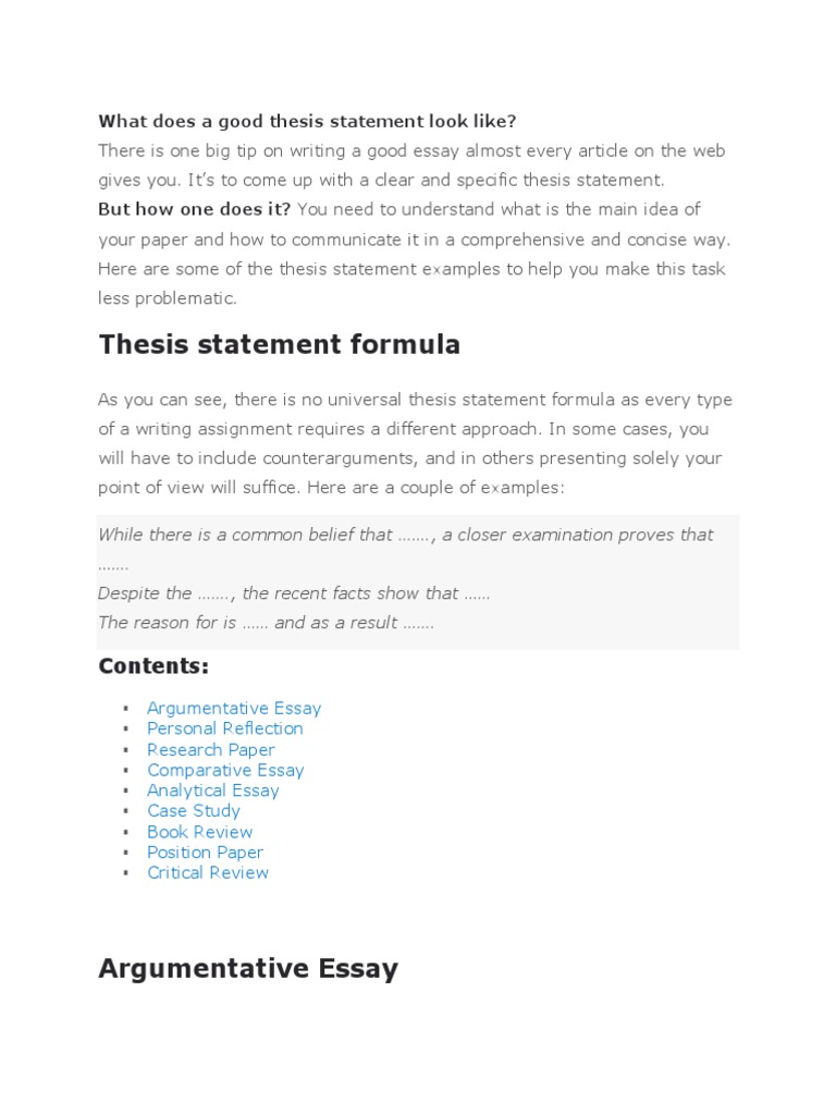 What Does A Good Thesis Statement Look Like | PDF | Human | Essays