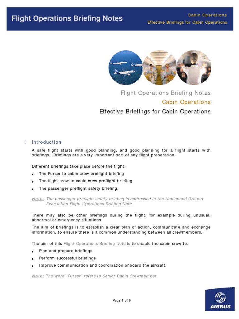 Flight Operations Briefing Notes: Effective Briefings For Cabin ...