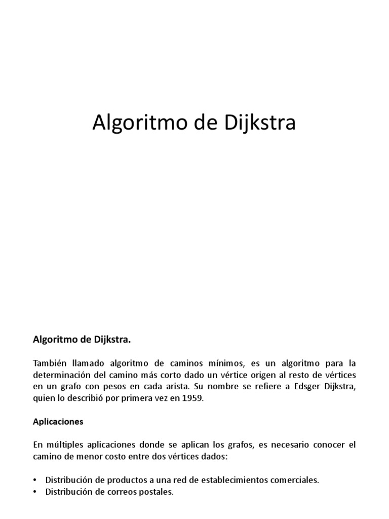 Algoritmo de Dijkstra | PDF | Algoritmos | Algoritmos y Estructuras de ...