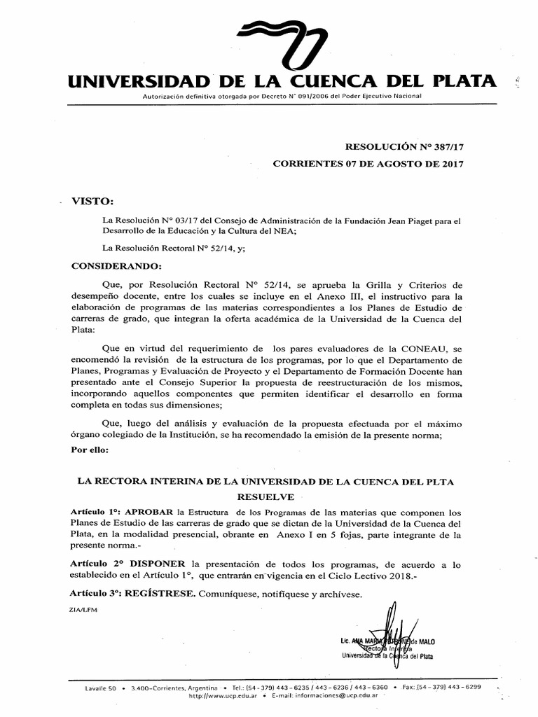 Resol 387-17 Estructura de Los Programas | PDF | Evaluación | Plan de estudios