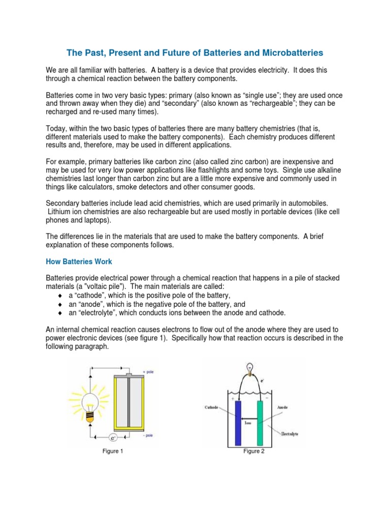 The Past, Present and Future of Batteries and Microbatteries | PDF ...