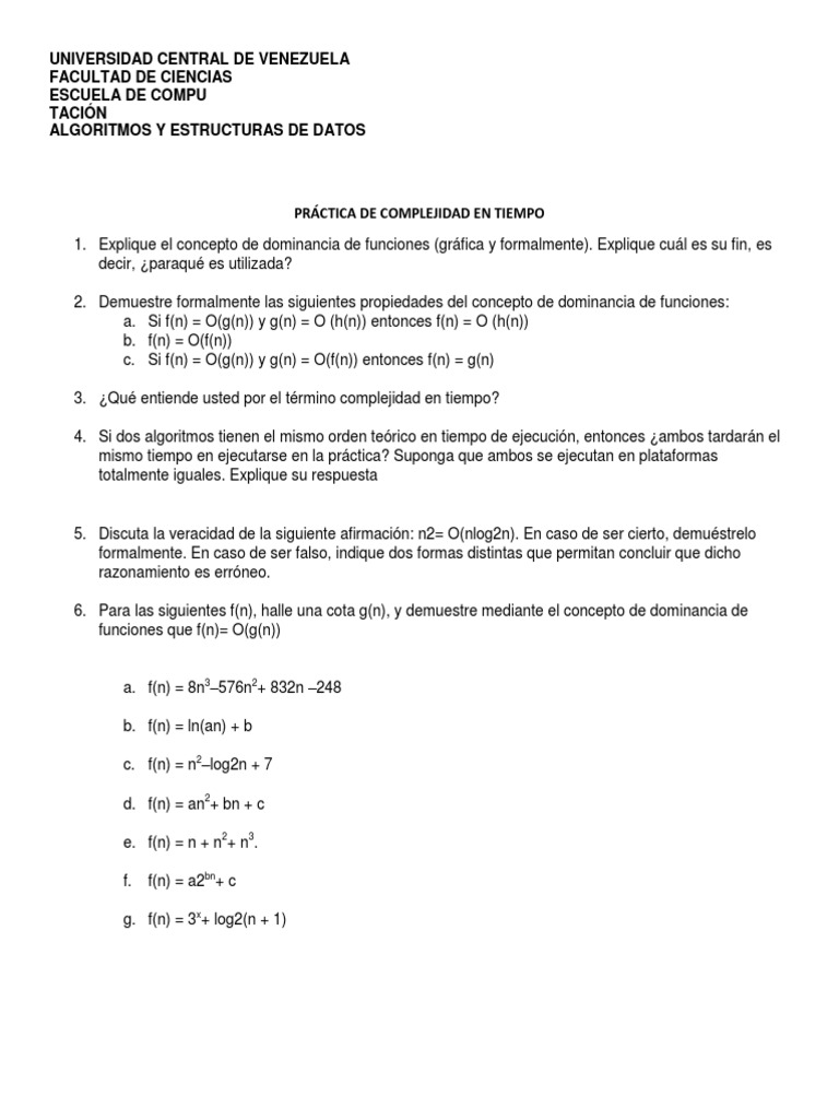 Análisis de complejidad temporal de algoritmos | PDF | Algoritmos ...