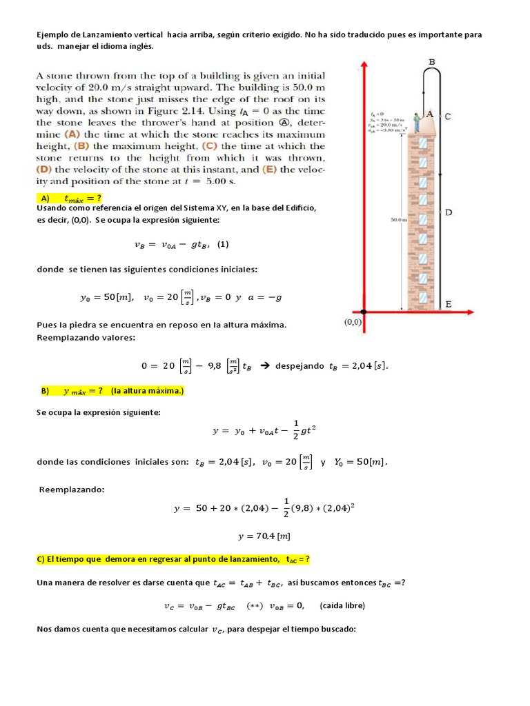 Ejemplo de Lanzamiento Vertical Hacia Arriba | PDF | Enseñanza de matemática | Science