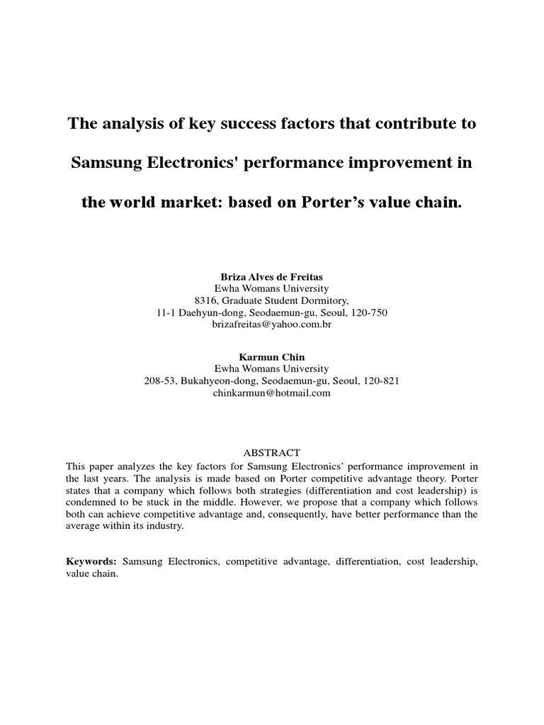 Samsung Strategies | PDF | Competitive Advantage | Strategic Management