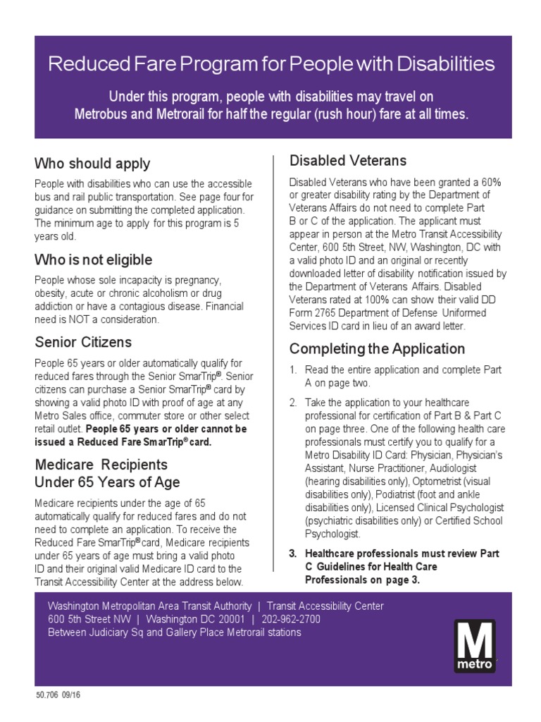 Reduced Fare Program For People With Disabilities | PDF | Identity ...