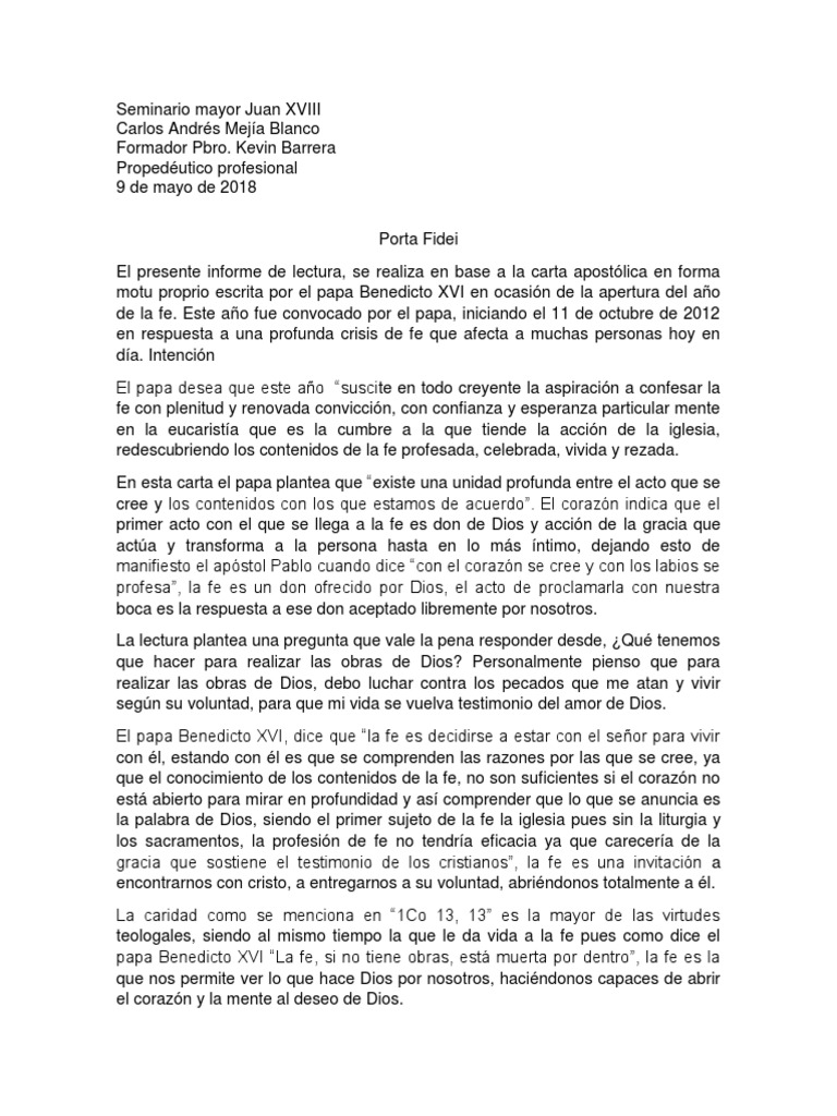 Porta Fidei | PDF | Papa Benedicto Xvi | Fe