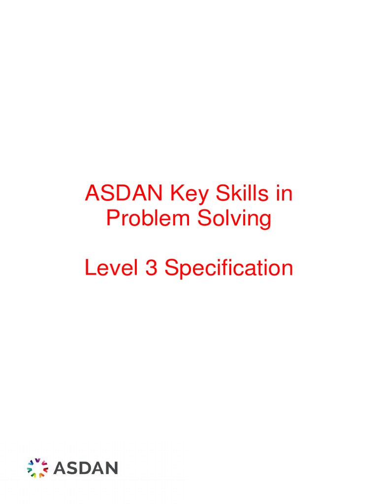 ASDAN Key Skills in Problem Solving Level 3 Specification | PDF ...