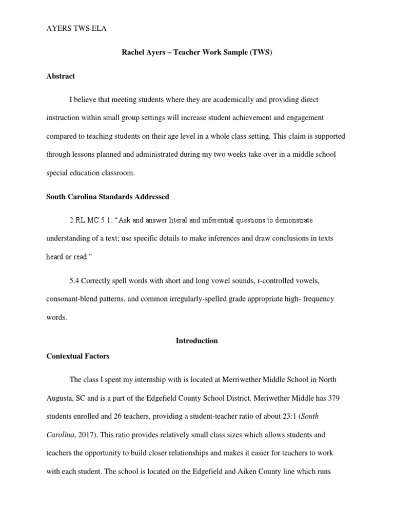 Rachel Ayers Tws | PDF | Educational Assessment | Lesson Plan